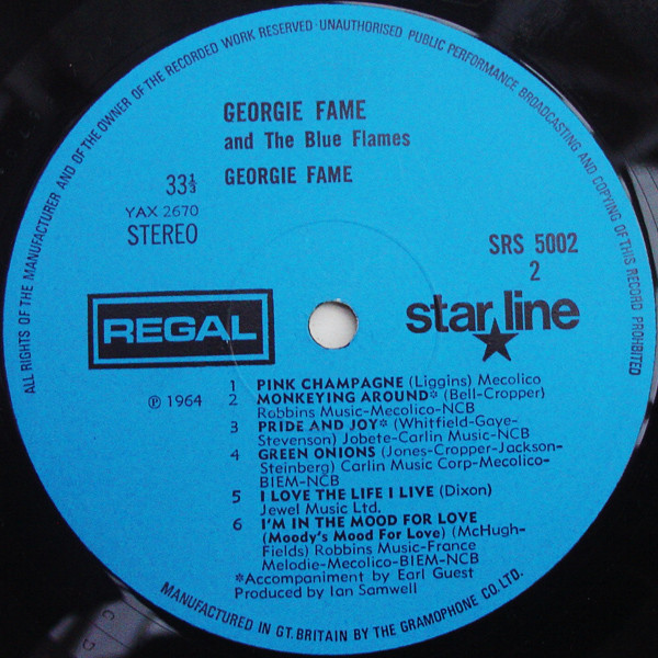 Georgie Fame And The Blue Flames* - Georgie Fame (LP, Album, RE ... Georgie Fame And The Blue Flames* - Georgie Fame (LP, Album, RE ...